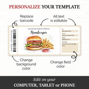 Editable Hamburger Gift Certificate Template for Burger and BBQ Lovers ...