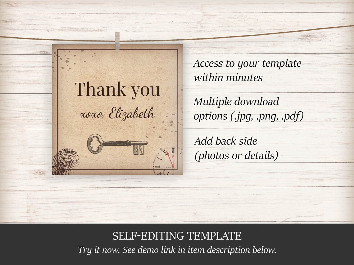 Editable Escape Room Favor Tag, Escape Room Themed Party Thank You Tag ...