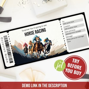 Surprise Horse Racing Ticket Template, Customizable and Printable Horse ...
