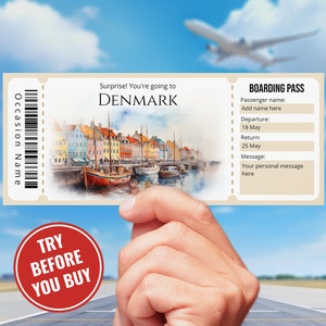 Editable Denmark Boarding Pass Template Printable - Etsy