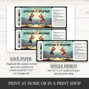 Surprise Boxing Game Ticket Template, Customizable and Printable Boxing ...