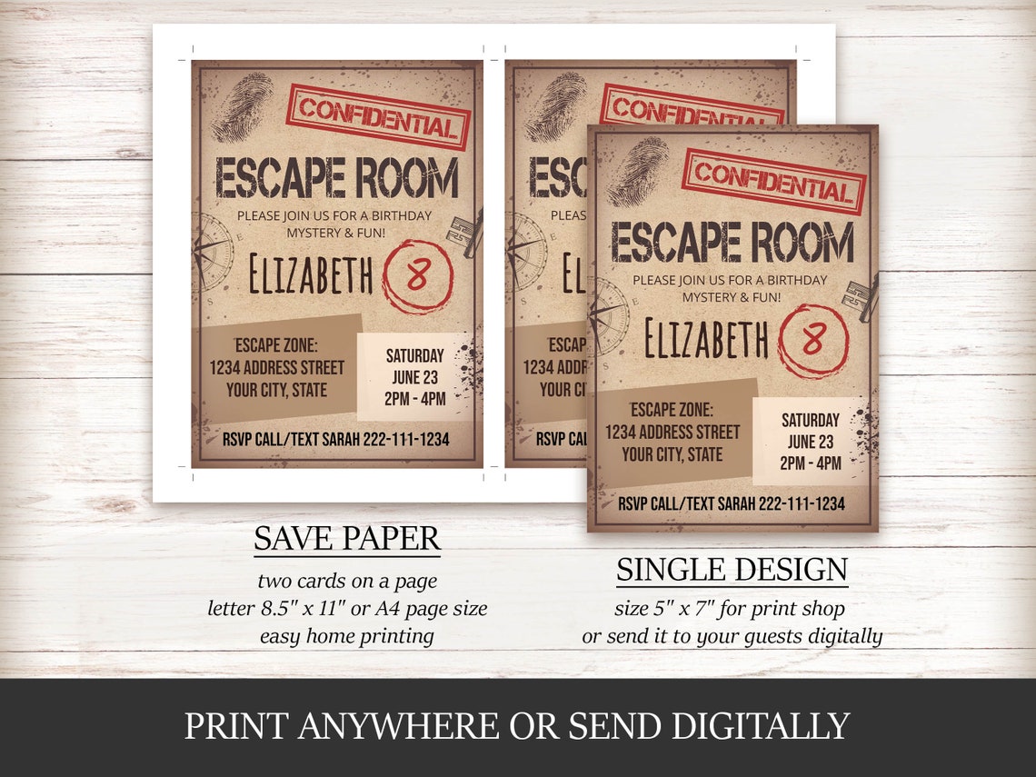 Escape Room Birthday Invitation, Editable Escape Room Invitation ...