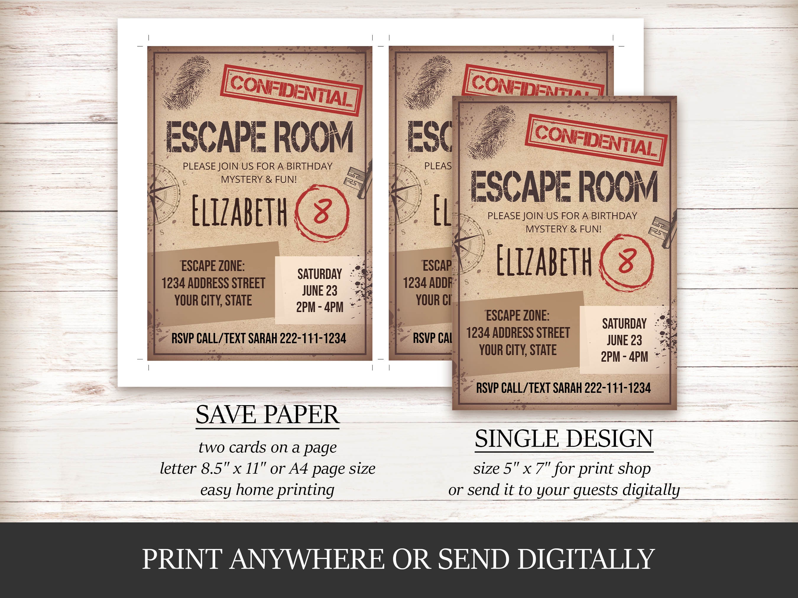 Escape Room Birthday Invitation, Editable Escape Room Invitation ...