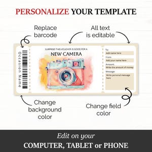 Editable New Camera Gift Certificate Template for Photography Lover ...