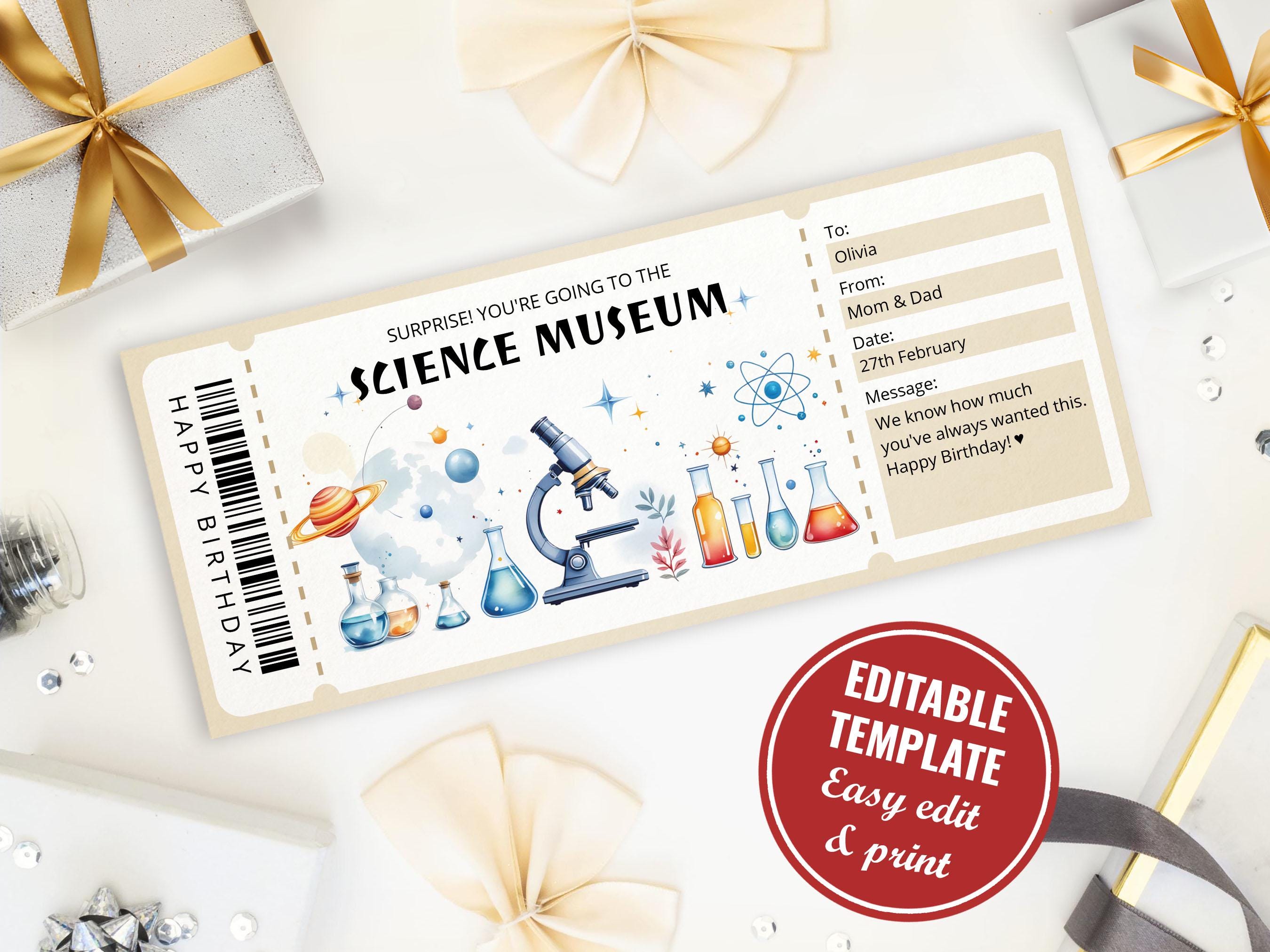 Editable Science Museum Gift Certificate Template for Kids, Printable ...