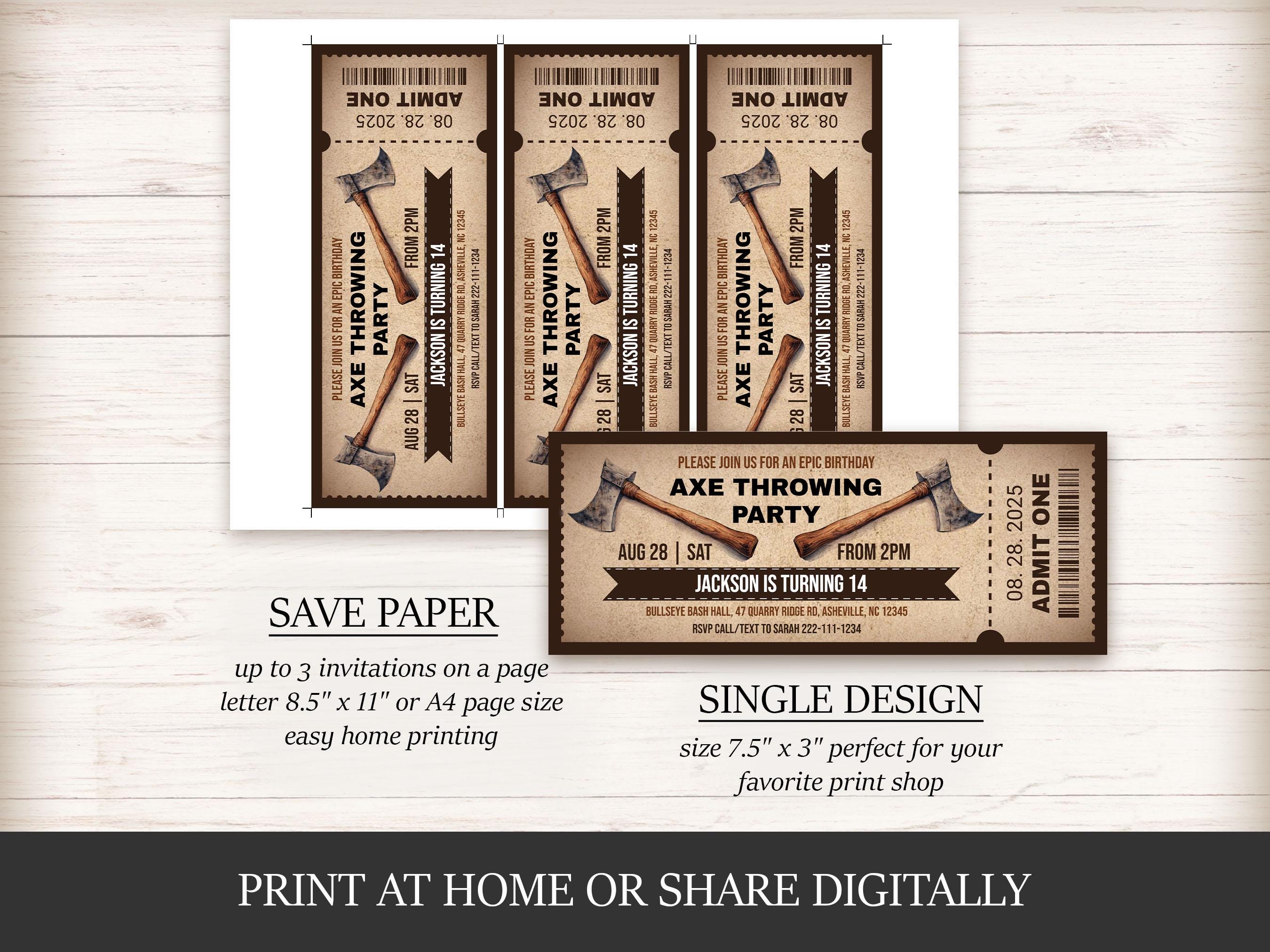 Editable Axe Throwing Birthday Invitation Template, Digital Axe ...