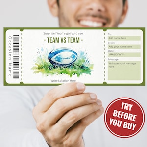 Surprise Rugby Game Ticket Template, Customizable and Printable Rugby ...