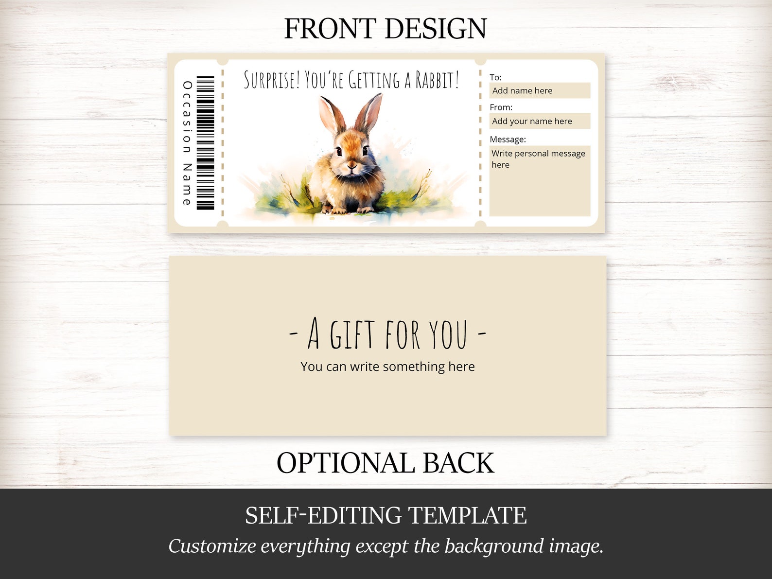 Editable Rabbit Gift Certificate Template for Rabbit Lover ...