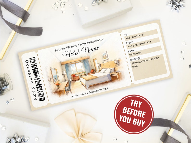 Watercolor Hotel Reservation Voucher Gift Certificate Template ...