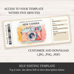 Editable New Camera Gift Certificate Template for Photography Lover ...