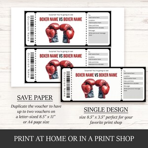 Surprise Boxing Match Ticket Template, Customizable and Printable ...