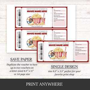 Surprise Movie Night Ticket Template, Customizable and Printable Cinema ...