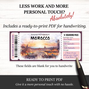 Editable Morocco Boarding Pass Template, Personalized Gift Printable ...