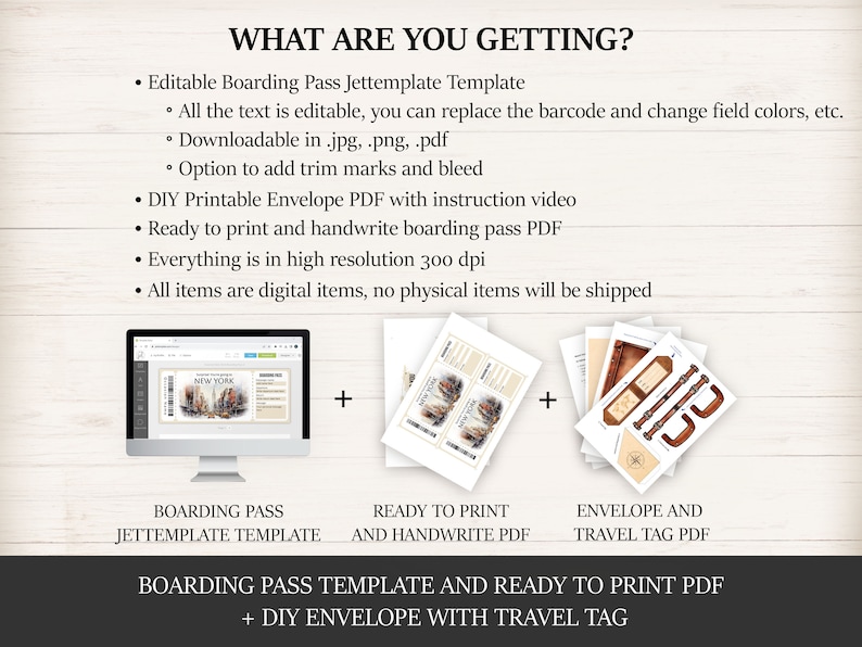 Editable New York Boarding Pass Template, Personalized Printable ...