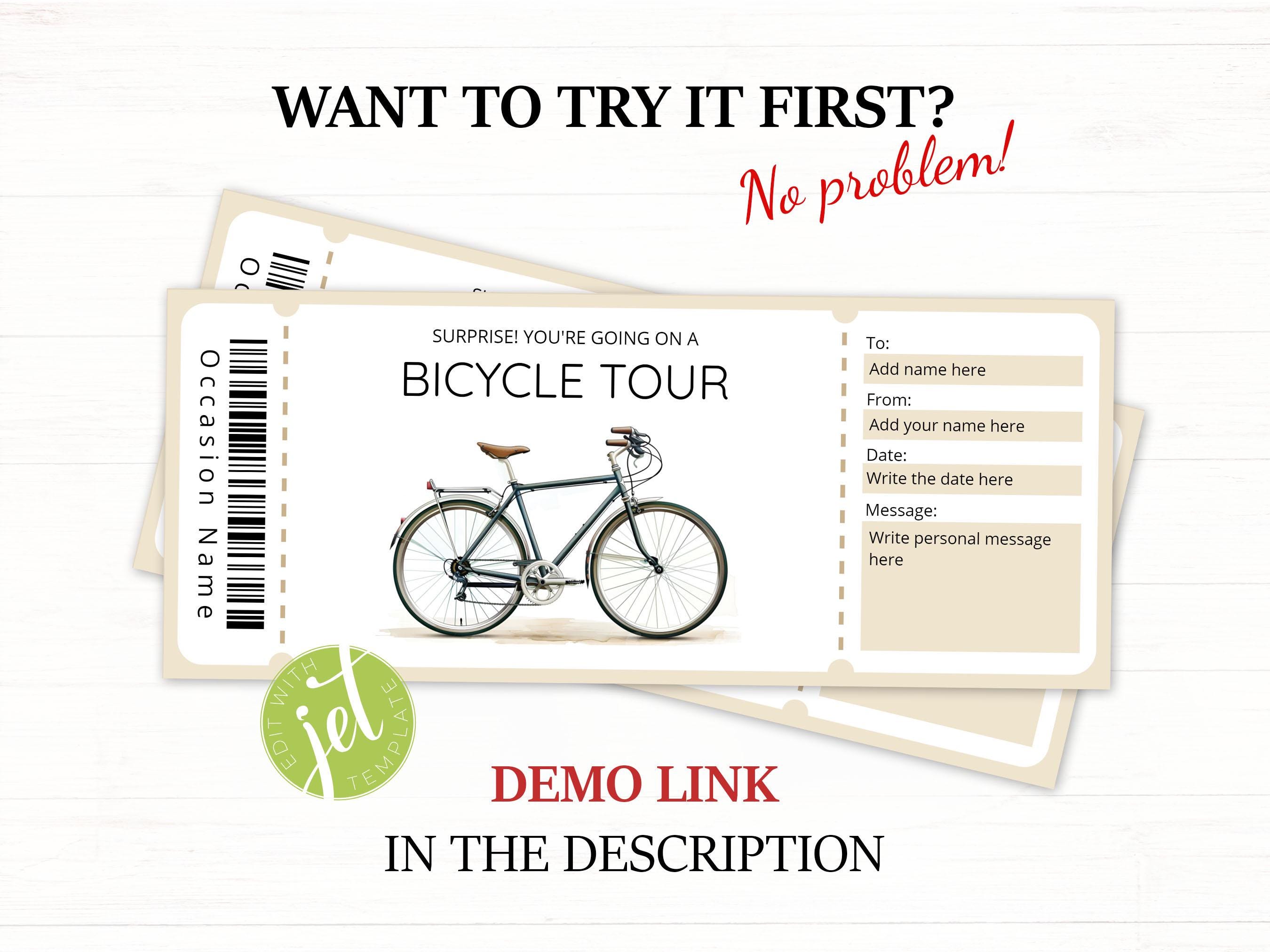 Editable Bicycle Tour Gift Certificate Template for Cycling Lover ...