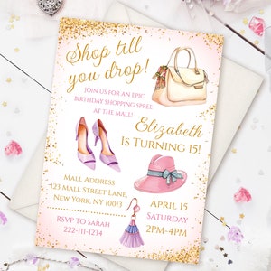 Customizable Shopping Spree Birthday Invitation Template for Girl, Shop ...