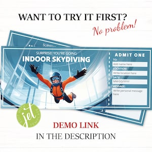 Editable Indoor Skydiving Gift Certificate Template, Printable Indoor ...