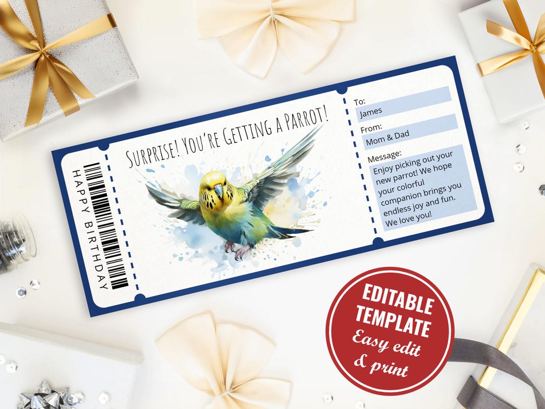 Editable Parrot Gift Certificate Template for Parrot Lover ...