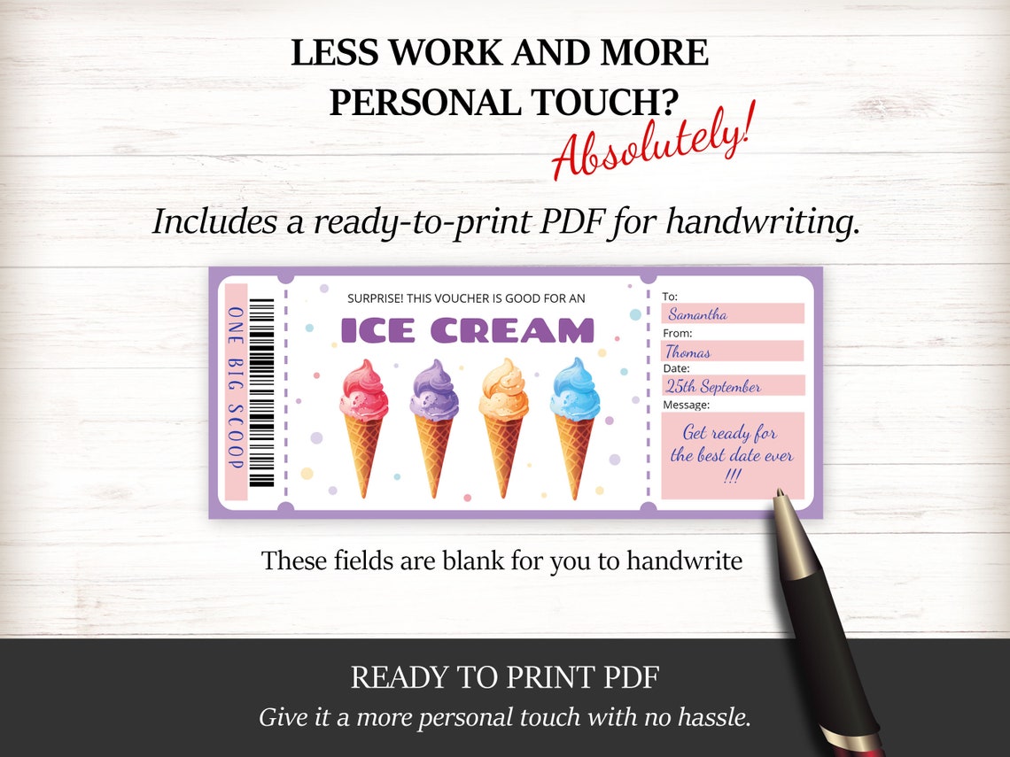 Editable Ice Cream Gift Certificate Template, Printable Sundae Lover ...