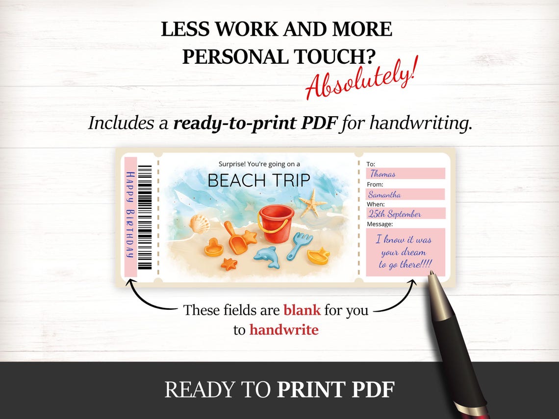 Editable Surprise Beach Trip Gift Certificate Template for Kids ...