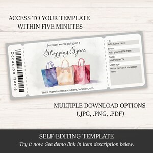Editable Watercolor Shopping Spree Certificate Template, Surprise ...