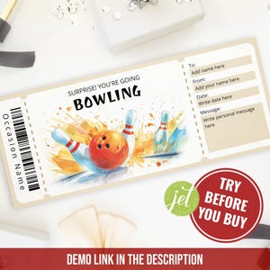 Editable Bowling Gift Certificate Template for Bowling Lover, Printable ...