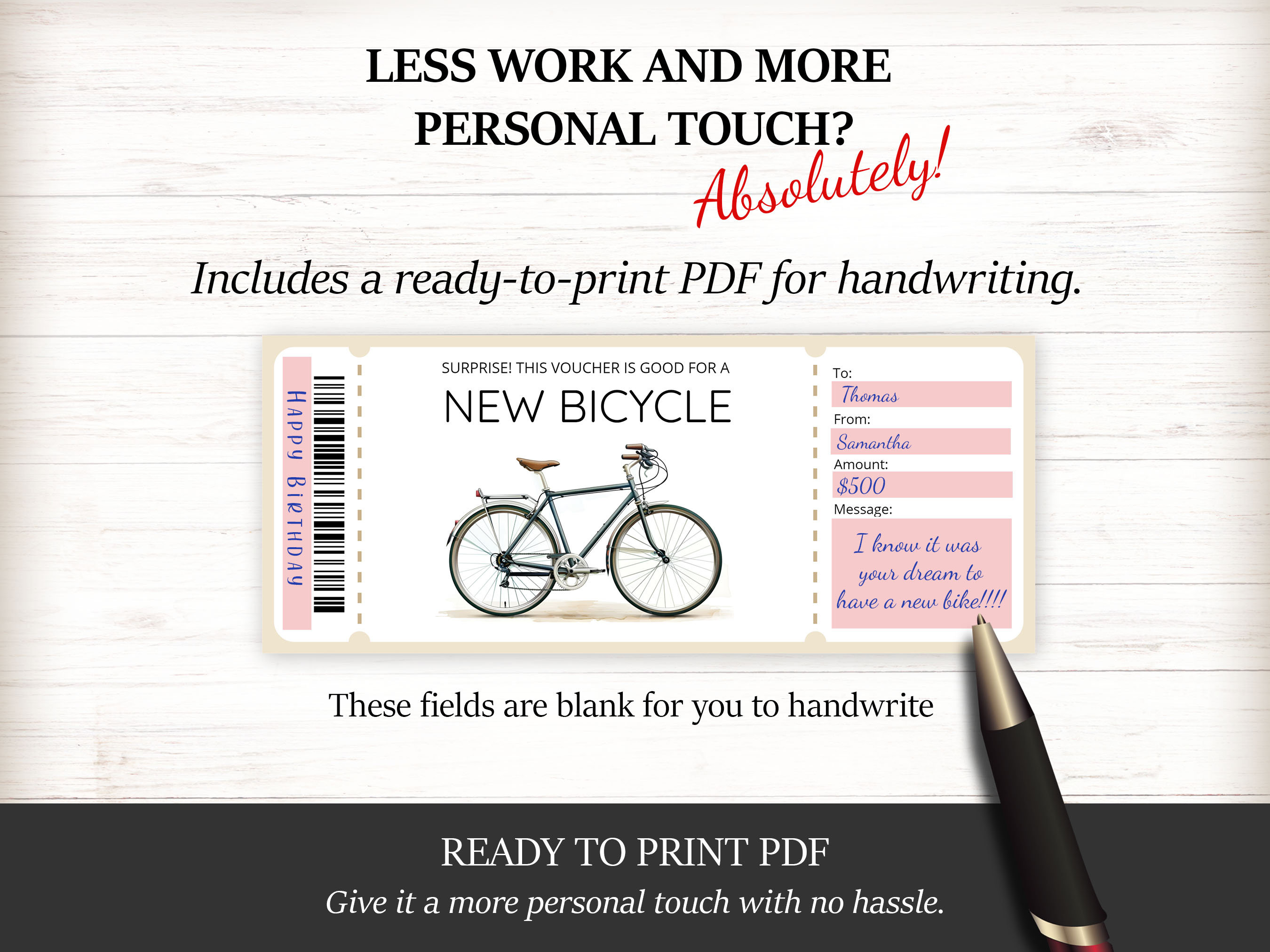 Editable New Bicycle Gift Voucher Personalized Template, Surprise ...