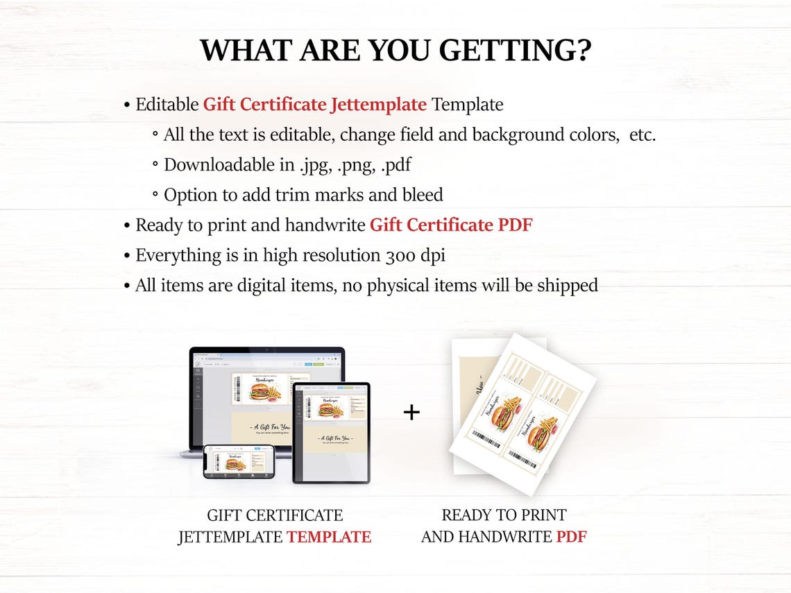 Editable Hamburger Gift Certificate Template for Burger and BBQ Lovers ...