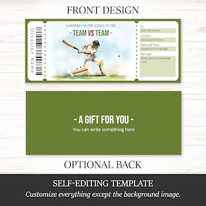 Surprise Cricket Match Ticket Template, Customizable and Printable ...