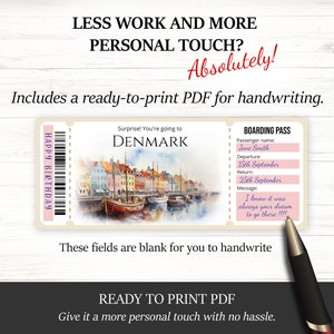 Editable Denmark Boarding Pass Template, Personalized Gift Printable ...