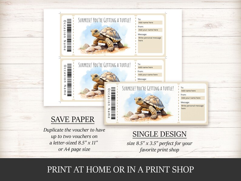Editable Turtle Gift Certificate Template for Turtle Lover ...