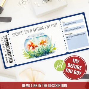 Editable Fish Gift Certificate Template for Fish Lover, Personalized ...
