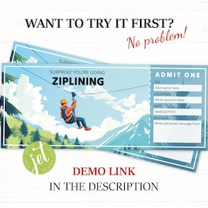 Editable Ziplining Gift Certificate Template, Printable Zipline Ticket ...