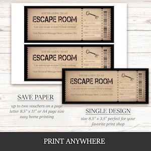 Editable Escape Room Last Minute Printable Gift Voucher for Instant ...