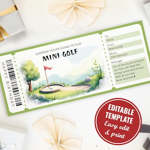 Editable Mini Golf Gift Certificate Template Printable Surprise Voucher ...