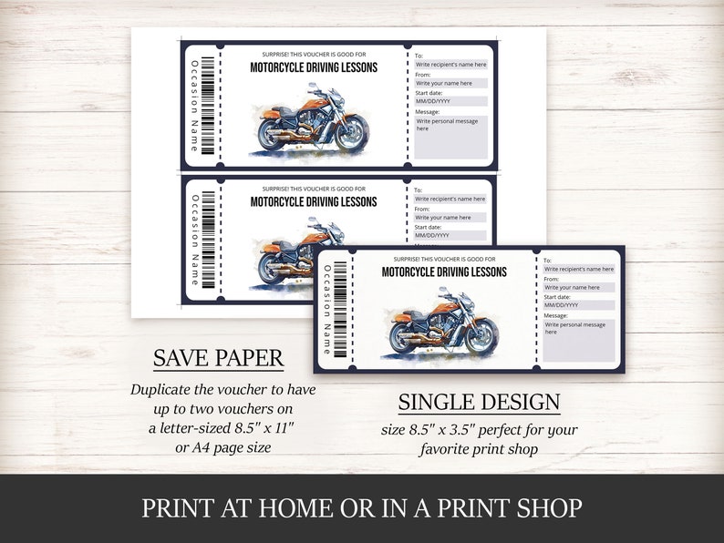 Editable Motorcycle Driving Lessons Gift Certificate Template for ...