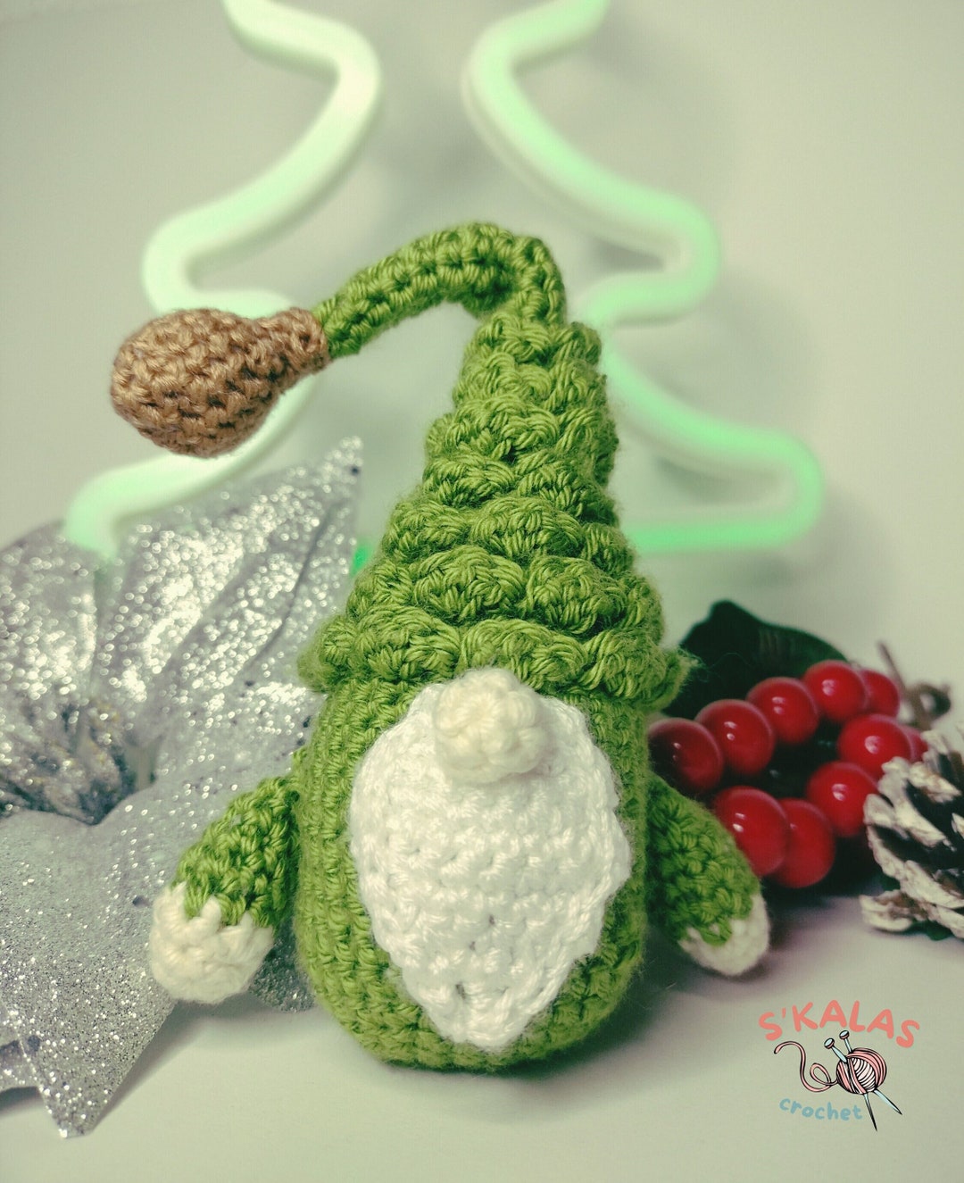 Patron Amigurumi Gnomo De Navidad. Muñeco De Navidad. Gnomo Navideño ...