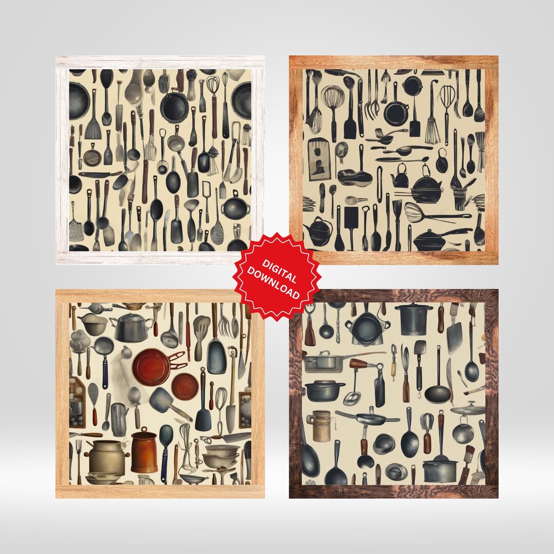Dining Room Prints Set of 4| Vintage Printable Wall Art| Digital ...