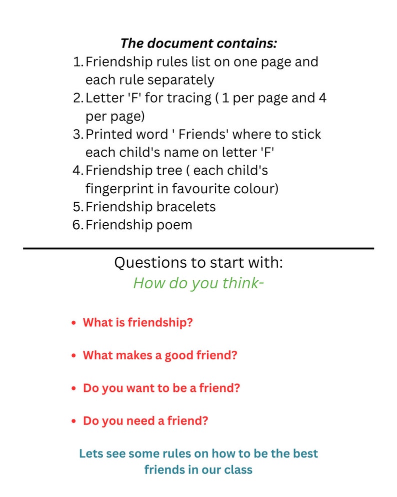 Friendship Theme Activities - Etsy
