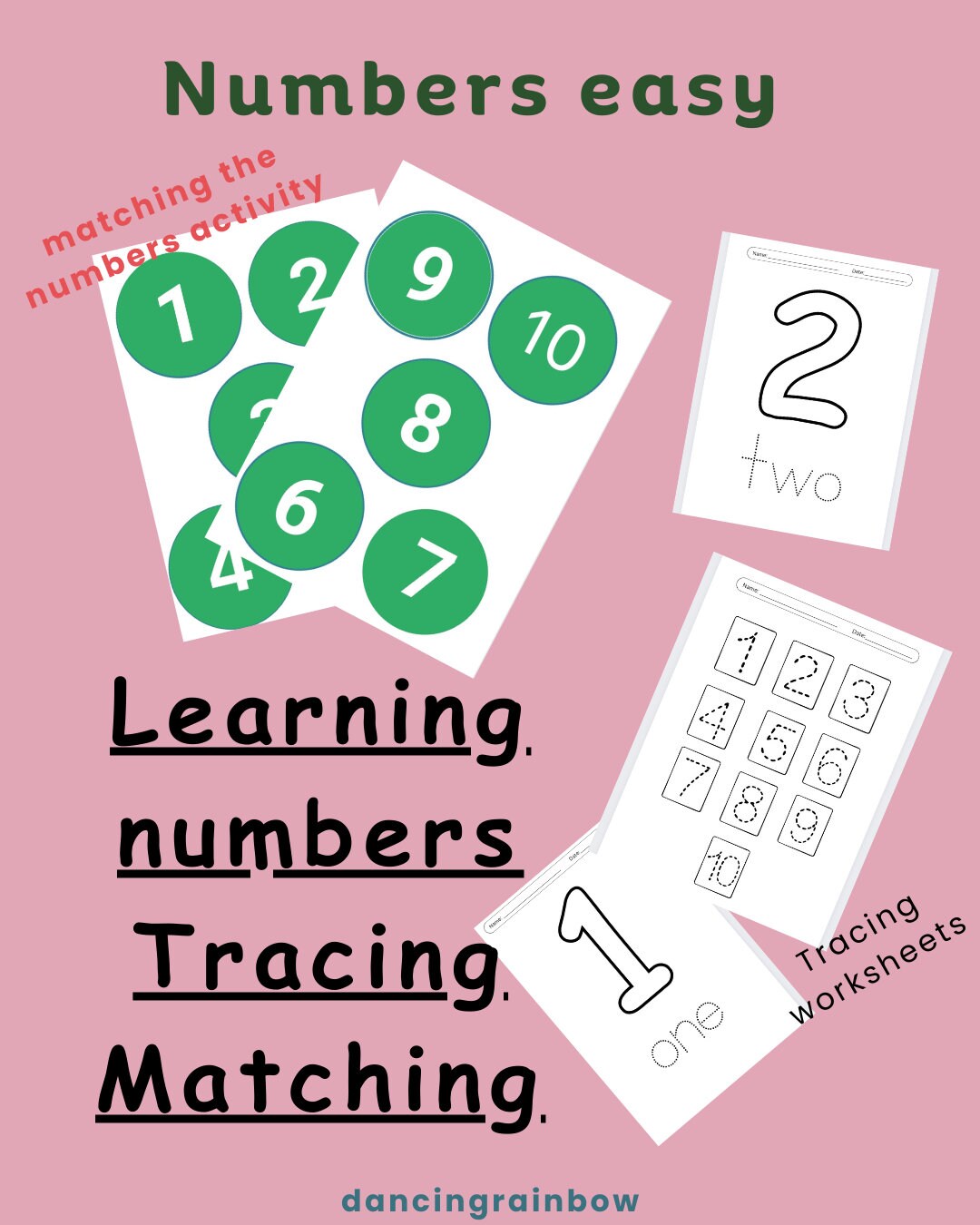 Numbers/ Tracing/ Matching - Etsy