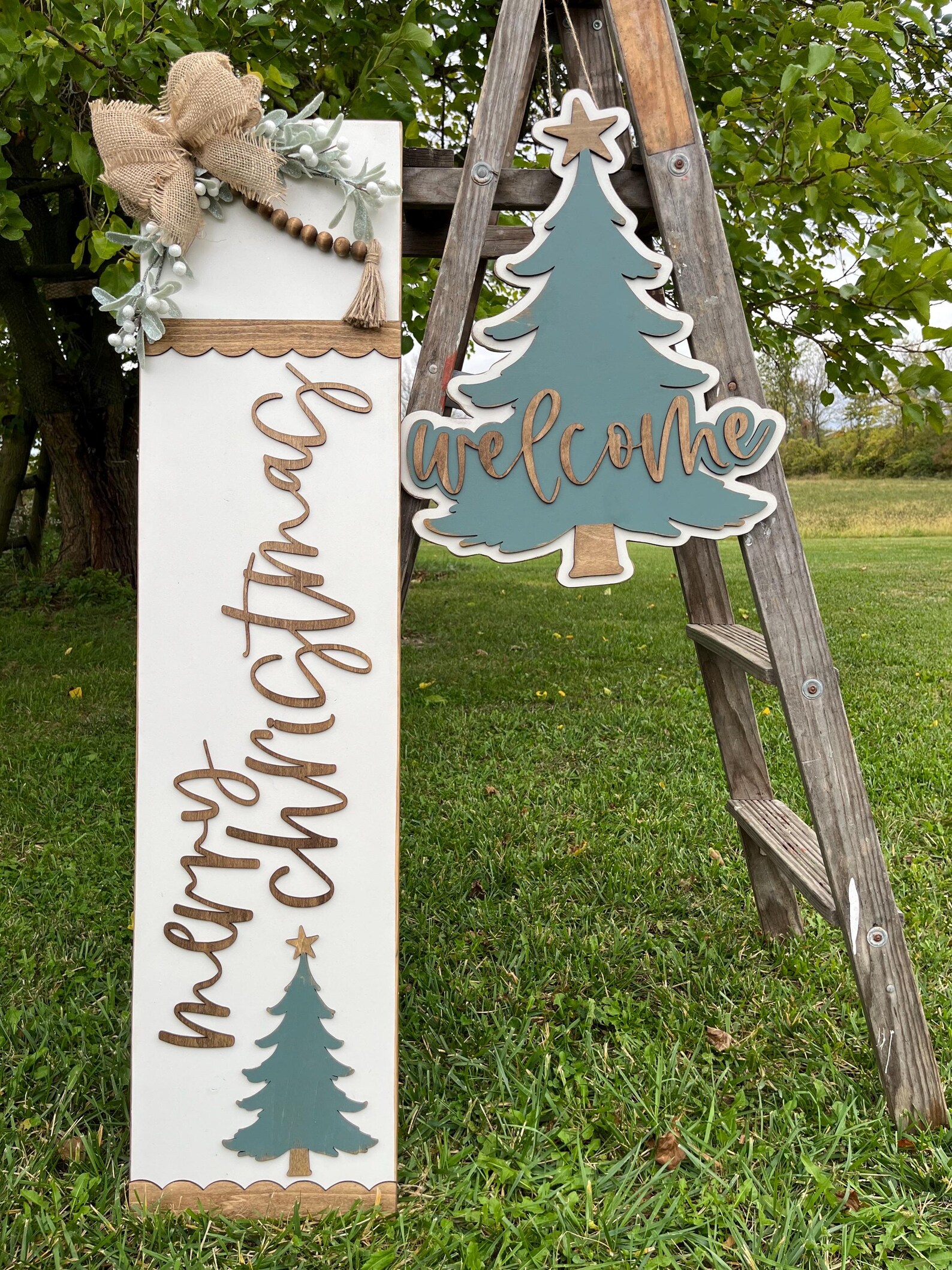 Merry Christmas Porch Leaner | Merry Christmas Door Hanger | Christmas ...
