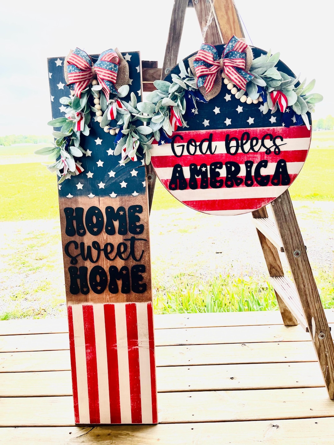 Patriotic Porch Leaner | July 4th Porch Leaner | Memorial Day Porch ...