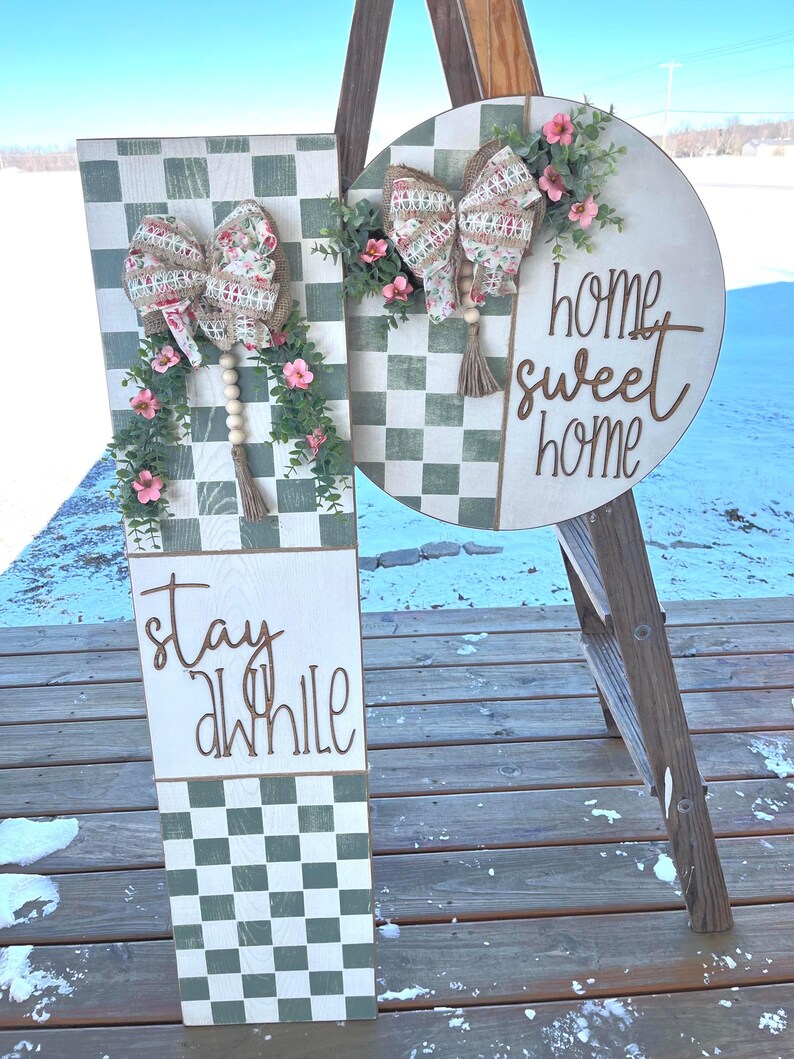 Spring Porch Leaner Checkered - Etsy