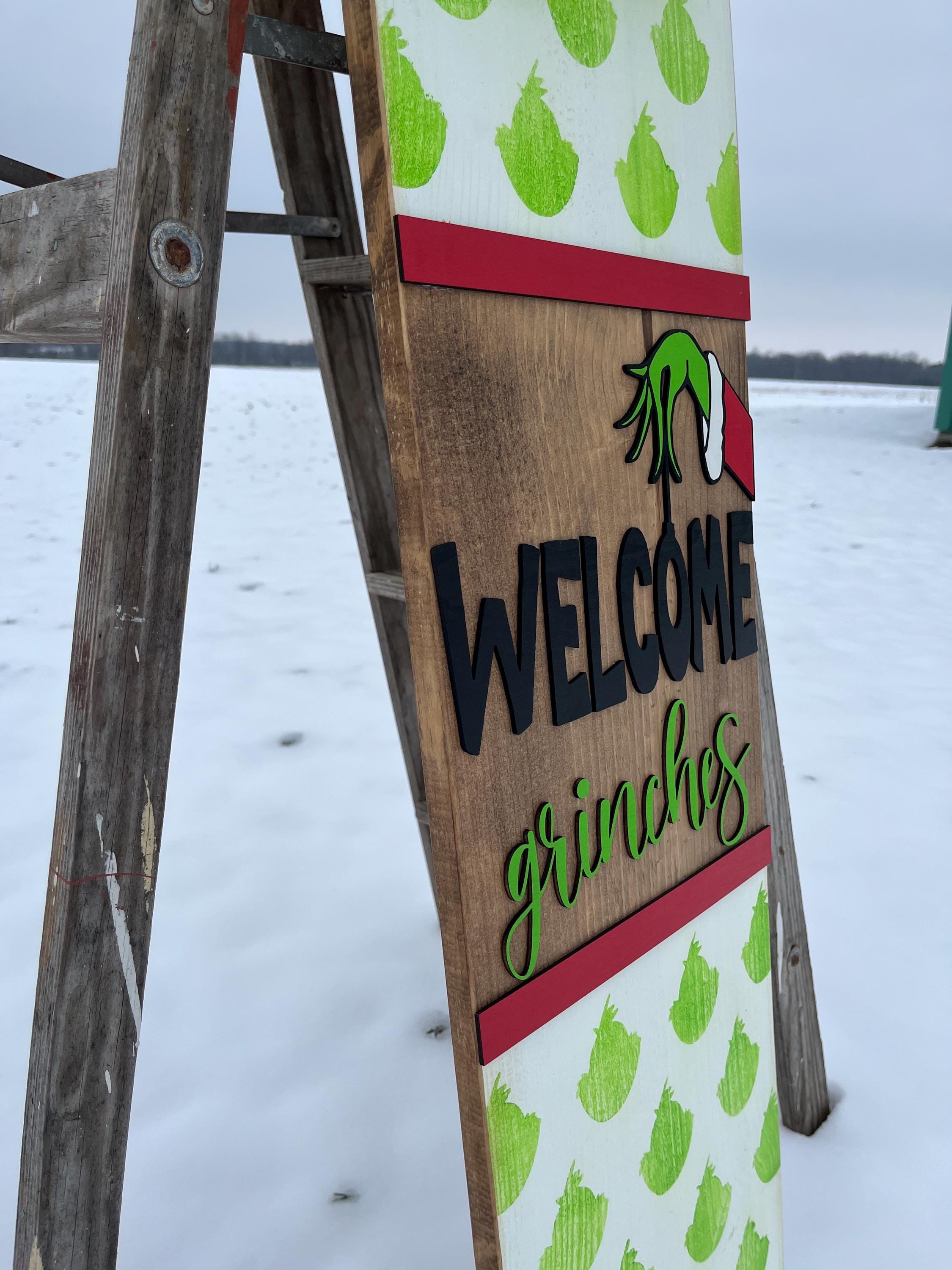 Grinch Porch Leaner | Grinch Sign | Grinch Porch Sign | Wood Grinch ...
