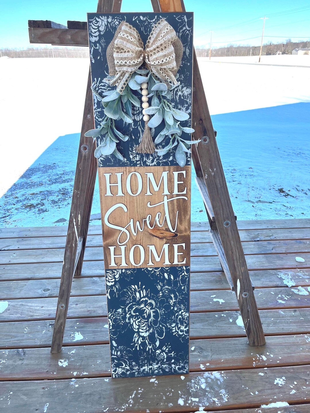 Spring Porch Leaner Gray Floral | Porch Leaner | Spring Porch Leaner ...