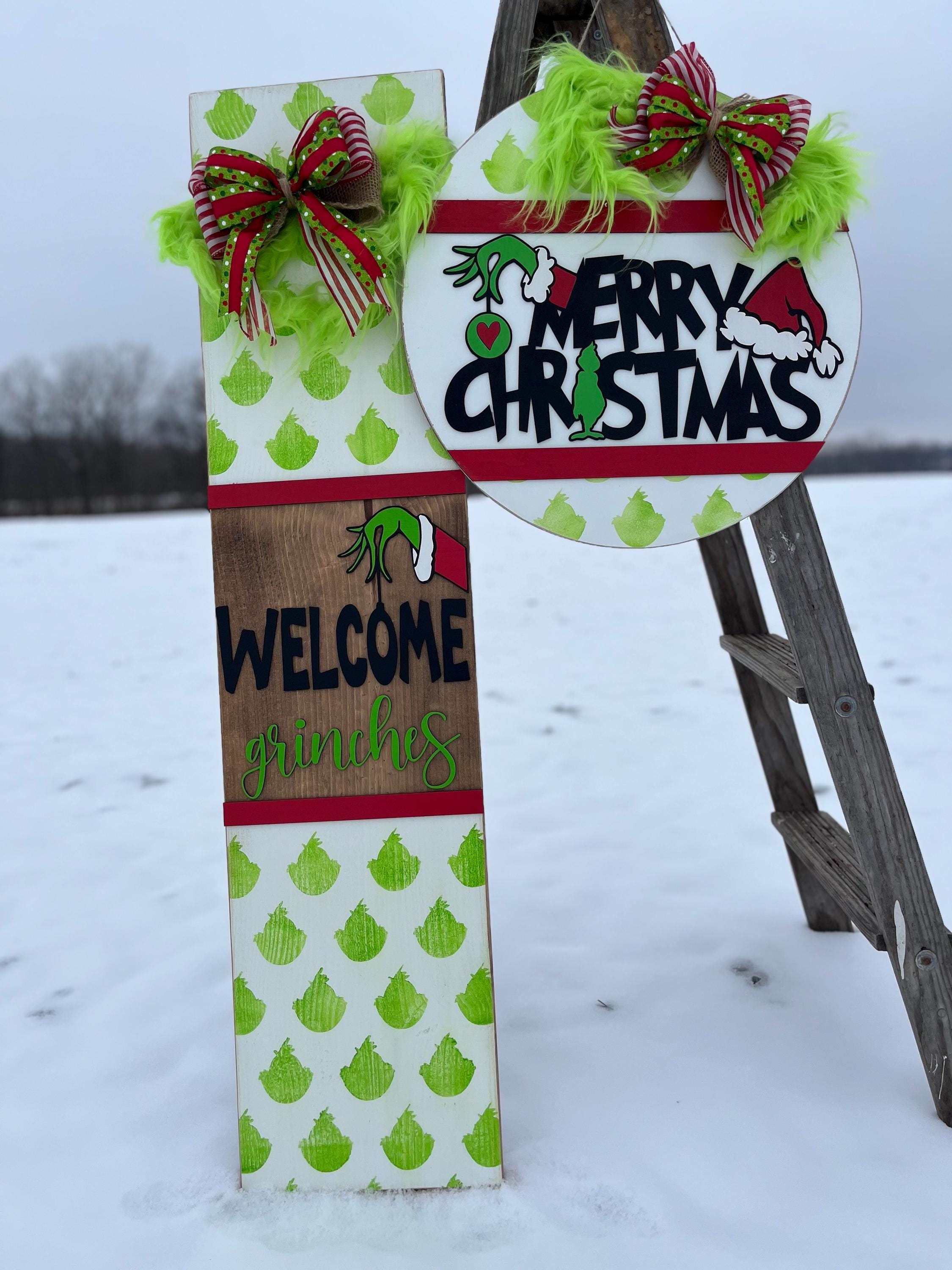 Grinch Porch Leaner | Grinch Sign | Grinch Porch Sign | Wood Grinch ...