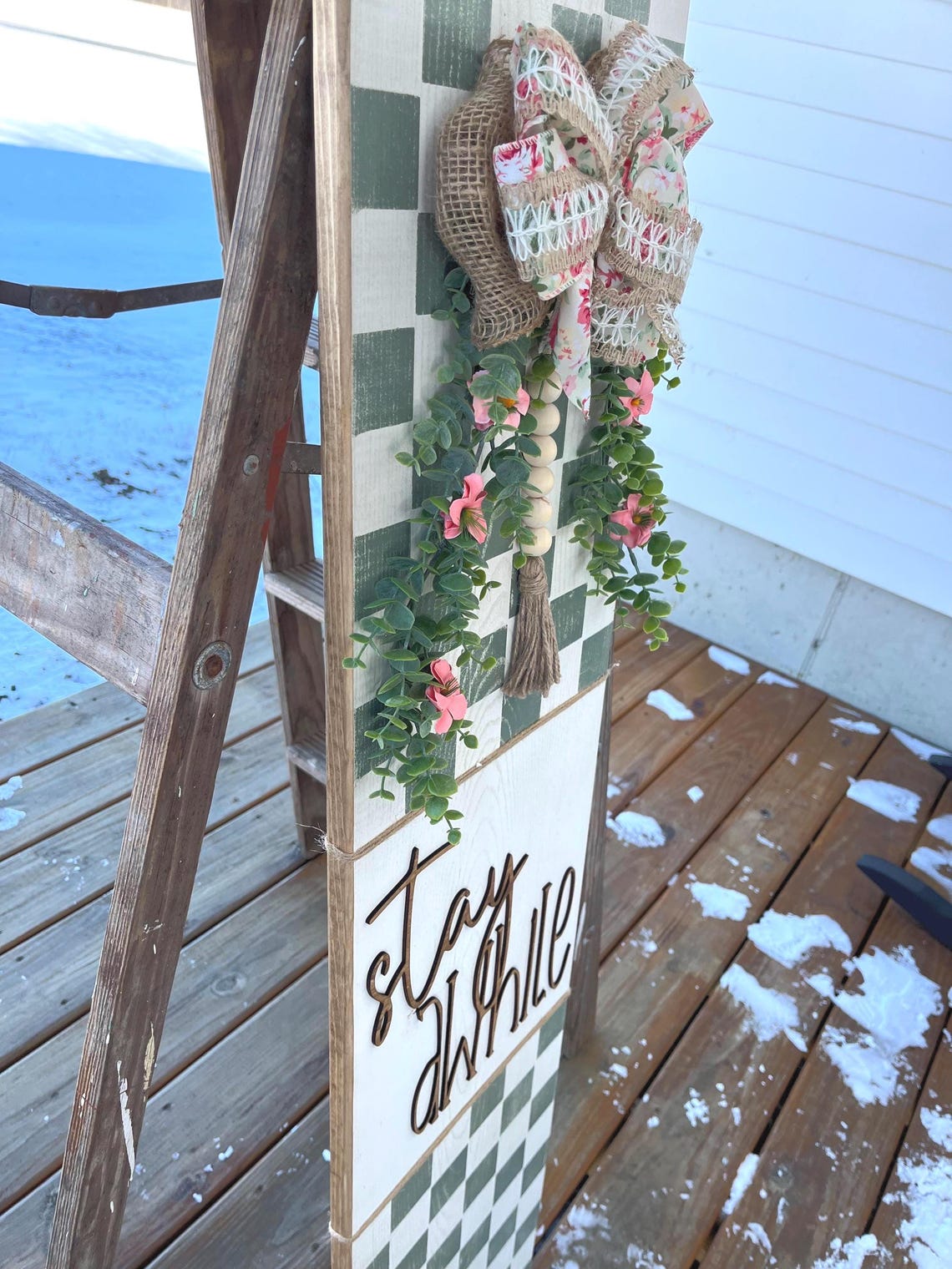 Spring Porch Leaner Checkered | Porch Leaner | Spring Porch Leaner ...