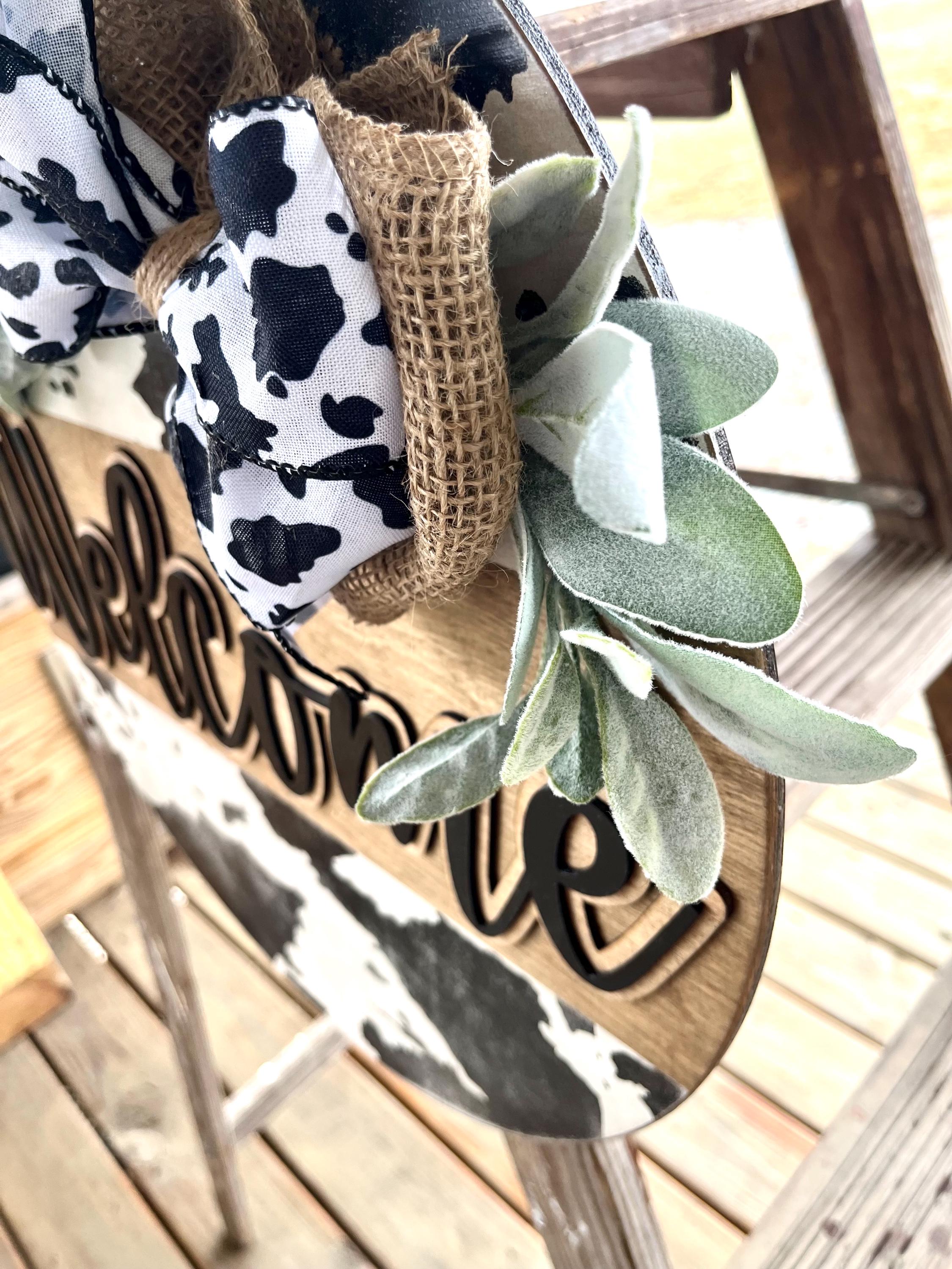 Cow Print Porch Leaner | Welcome Porch Leaner | Cow Porch Leaner | Cow ...