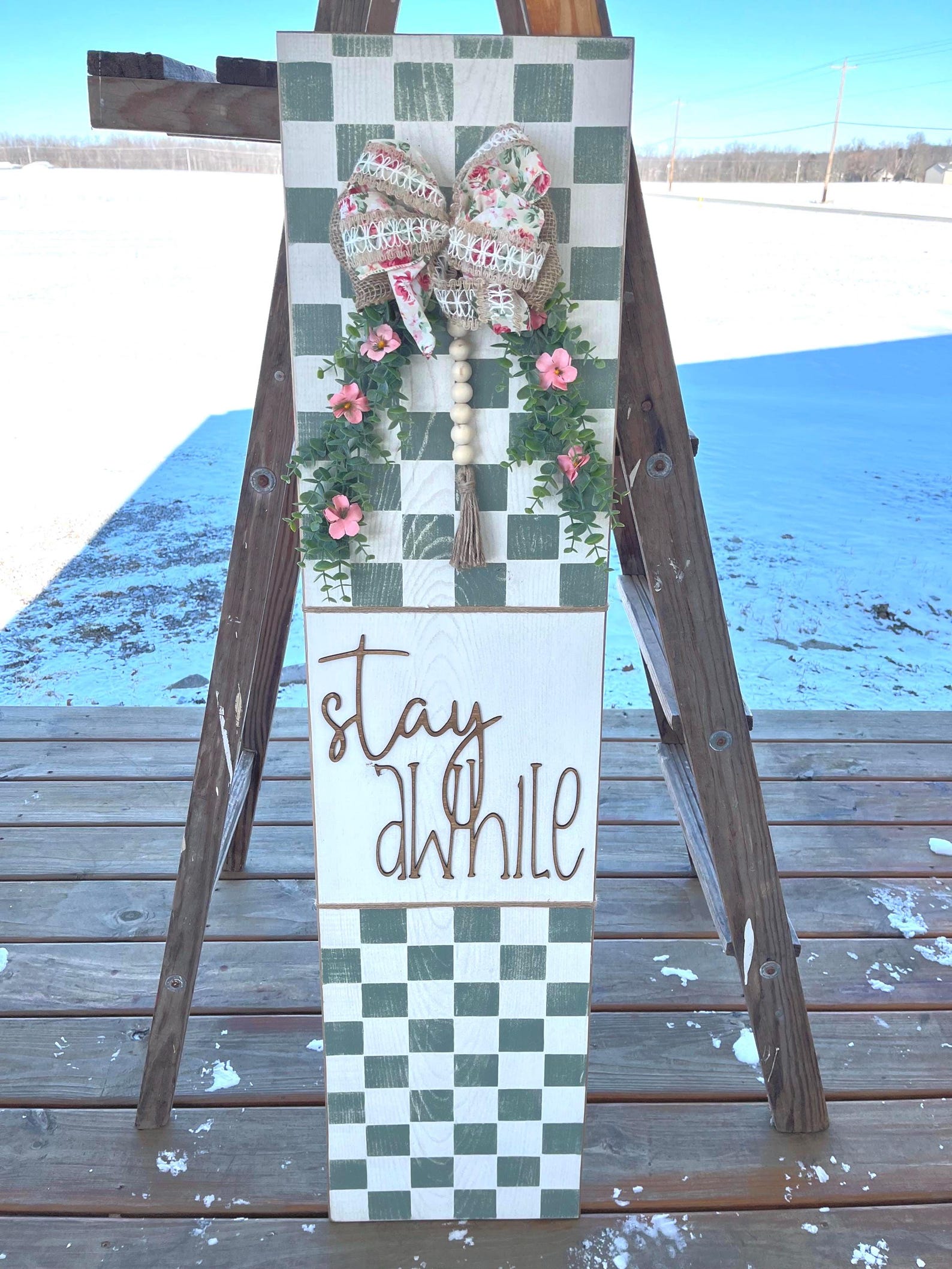 Spring Porch Leaner Checkered | Porch Leaner | Spring Porch Leaner ...