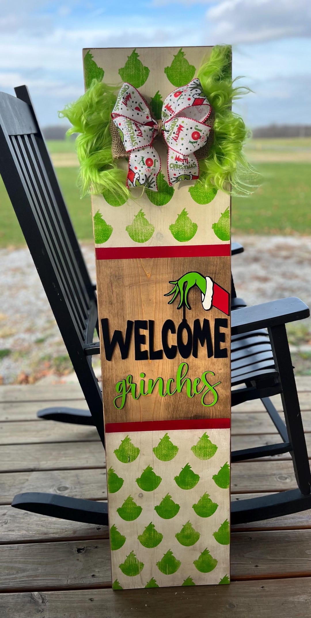 Grinch Porch Leaner | Grinch Sign | Grinch Porch Sign | Wood Grinch ...